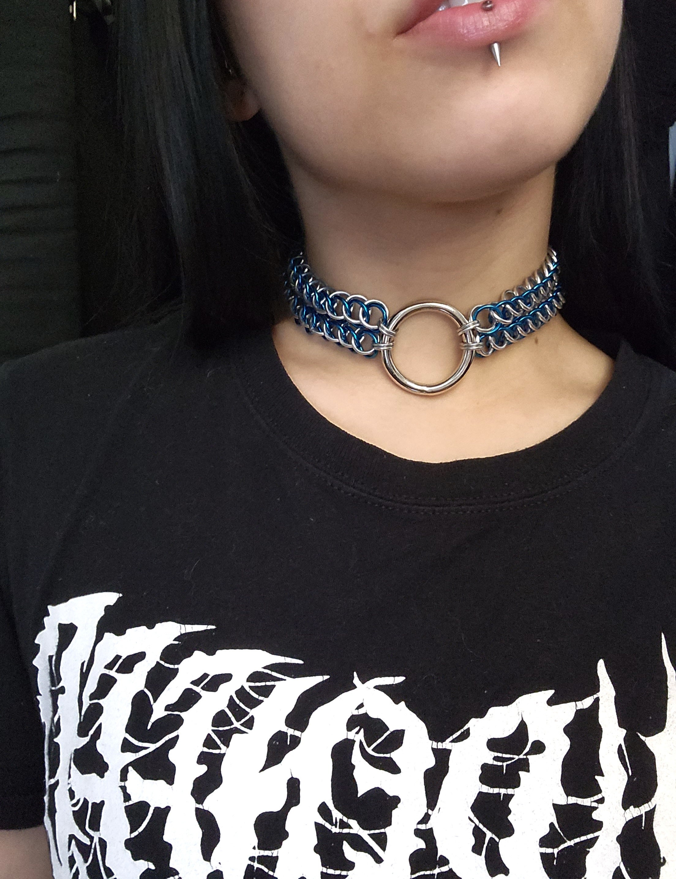 Silver O-ring Double Chain Chainmail Choker - Etsy Canada