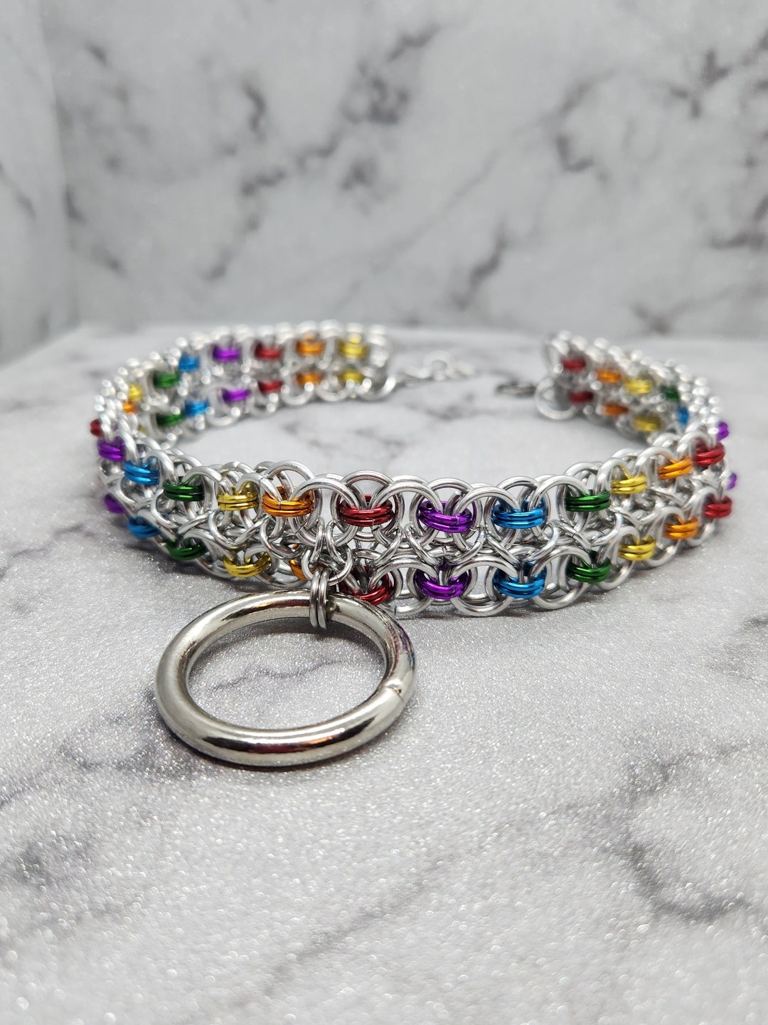 Rainbow Chainmail Fetish Collar, Day Collar - Etsy