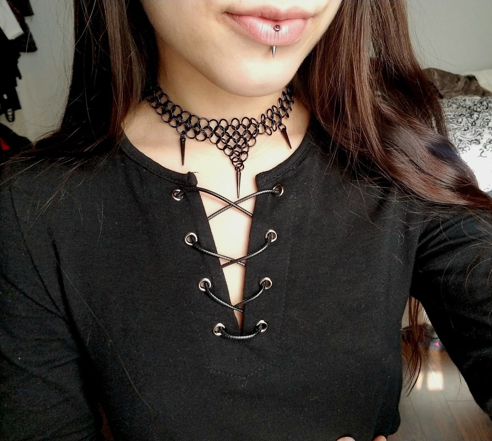 Elegantly Ethereal Dainty Spiked Chainmail Choker - Etsy
