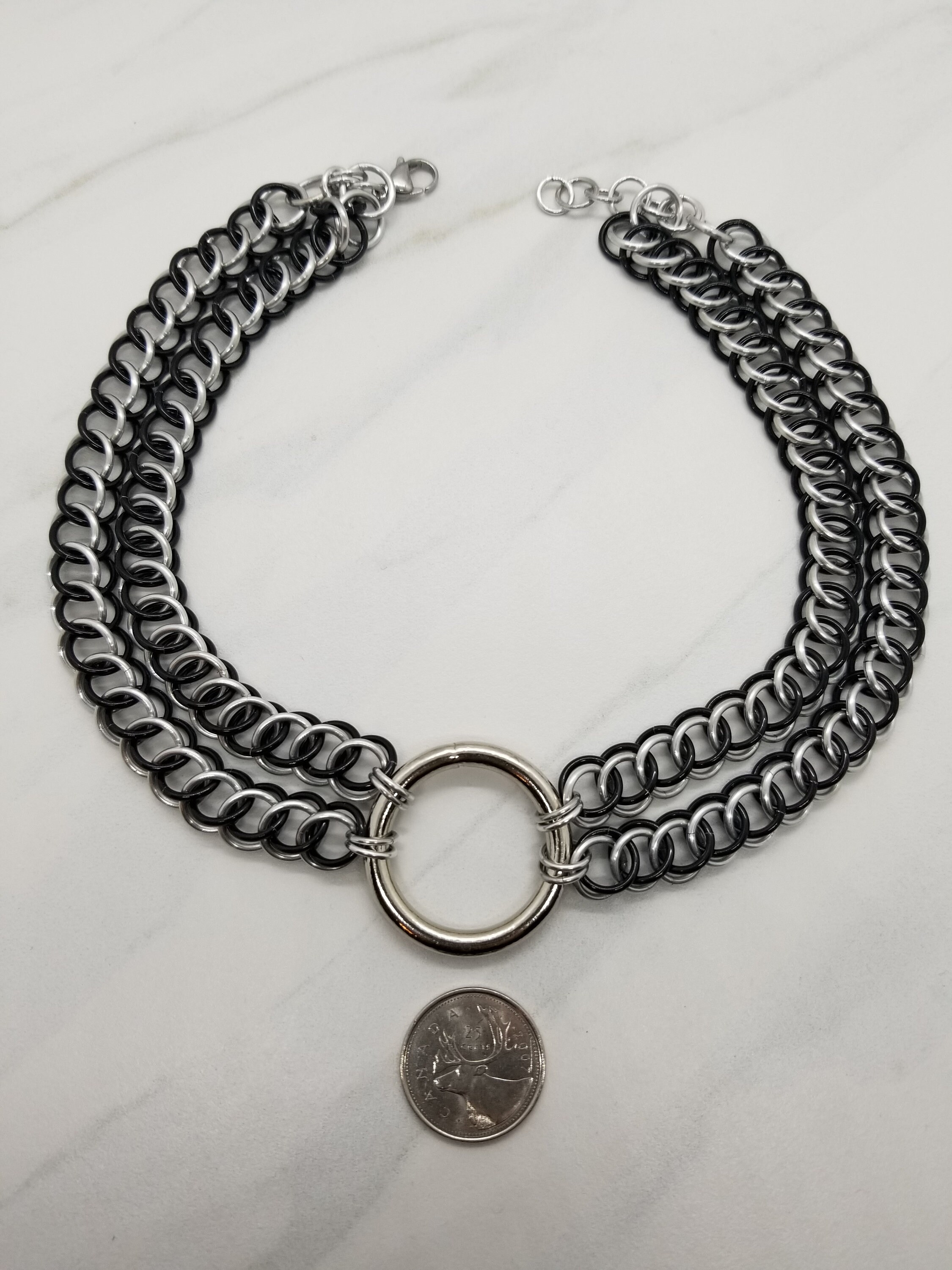 Silver O-ring Double Chain Chainmail Choker | Etsy