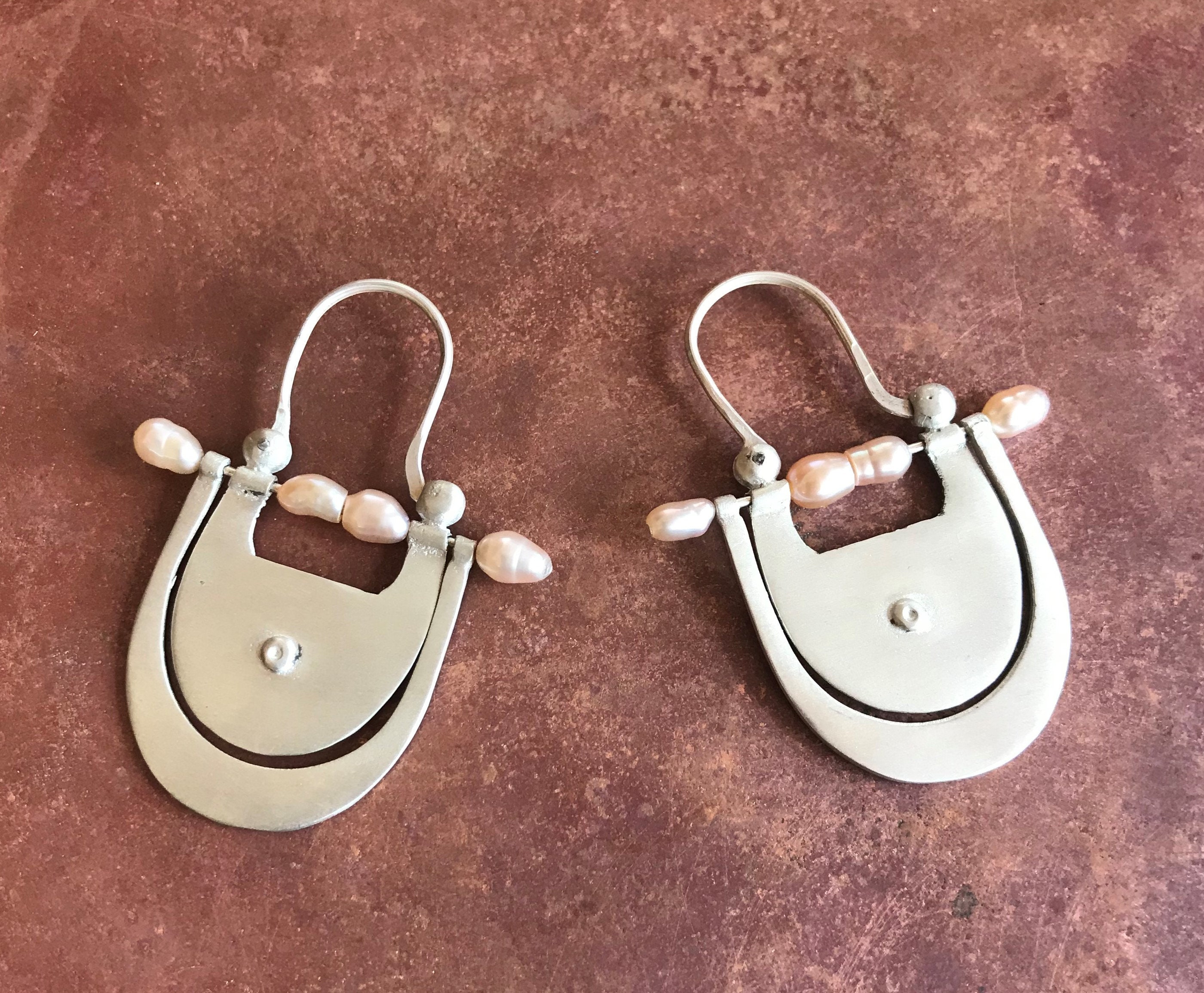 Aretes de Plata Sterling y Perlas, Hechos a Mano, Boho, Étnicos, Aretes ...