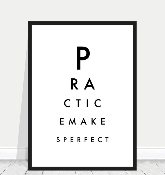 PRACTICE MAKES PERFECT Eye Test Poster / Musician Print / | Etsy