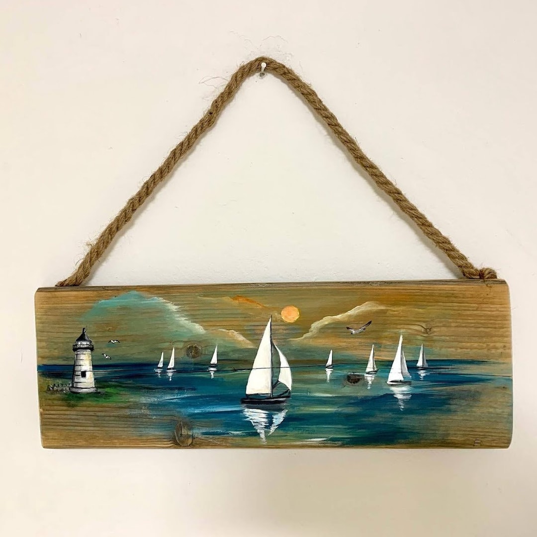 Sea and Sailboats. Seascape Painting. Original Acrylic Painting ...