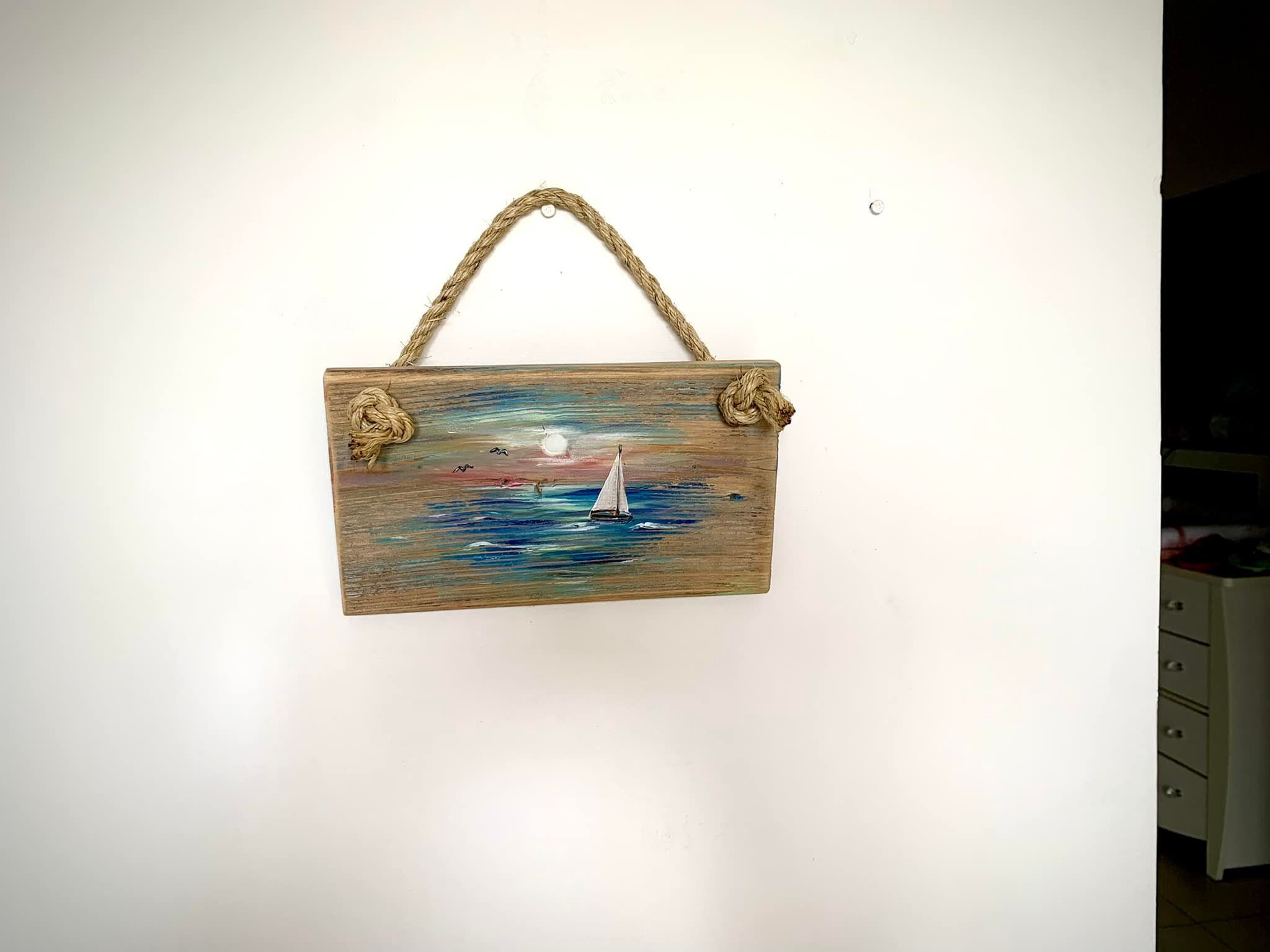 Sea and Sailboat. Seascape Painting. Original Acrylic Painting ...