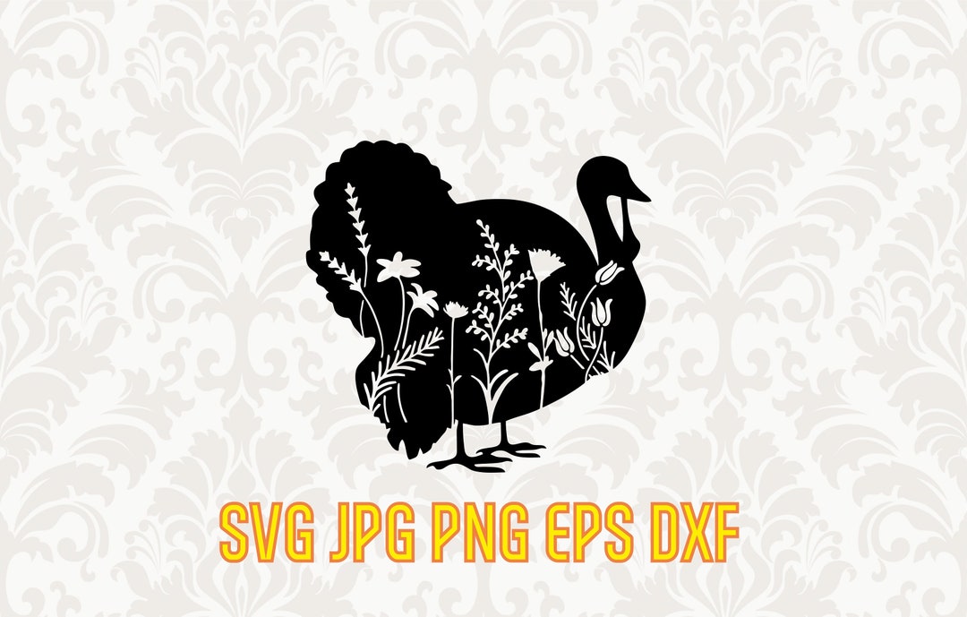Floral Turkey Svg, Farm Animal Svg, Thanksgiving Floral Design, Farm ...