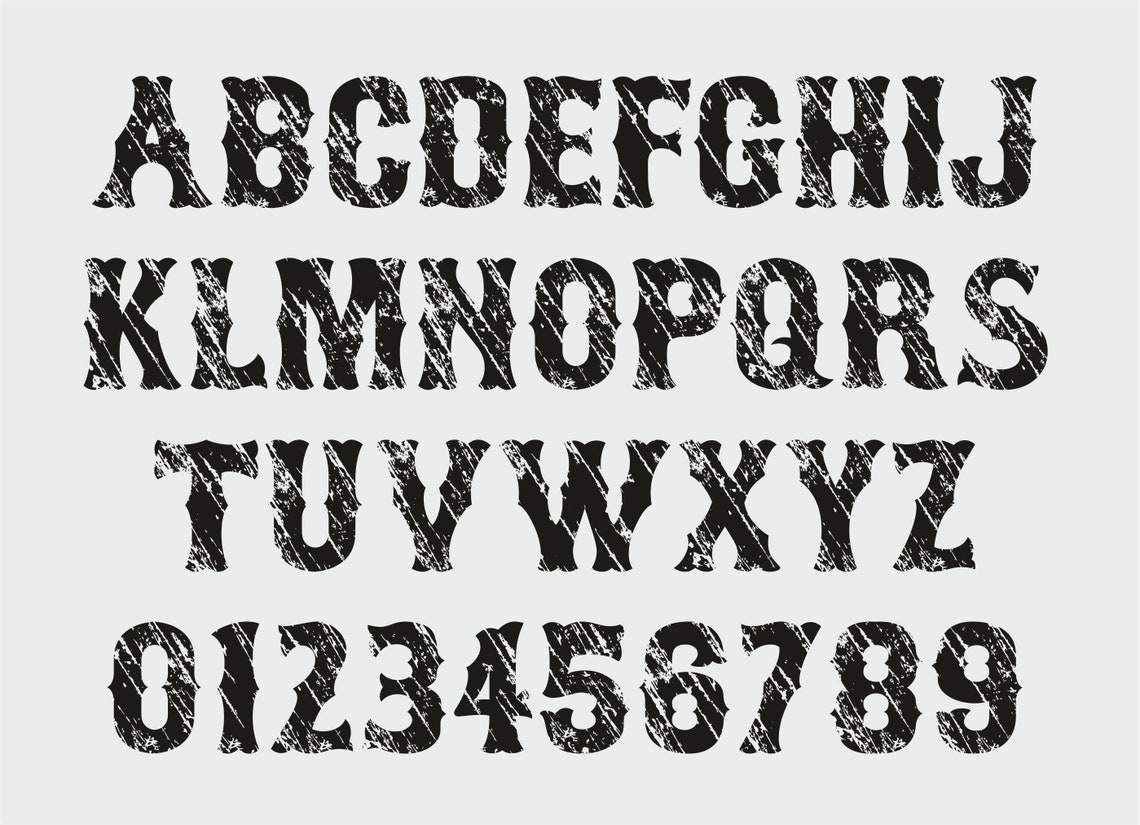Western Font Svg Distressed Font Distressed Alphabet Cowboy - Etsy