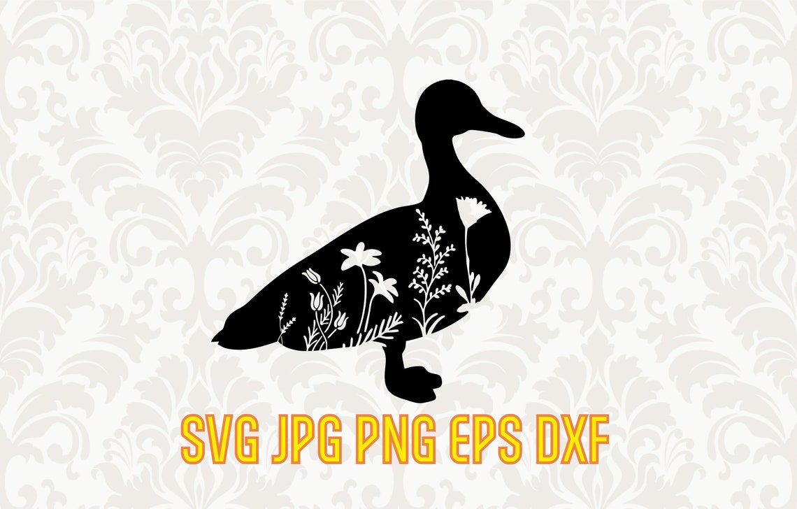 Floral Duck Svg Vector Farm Bird Clipart Duck Floral Design | Etsy