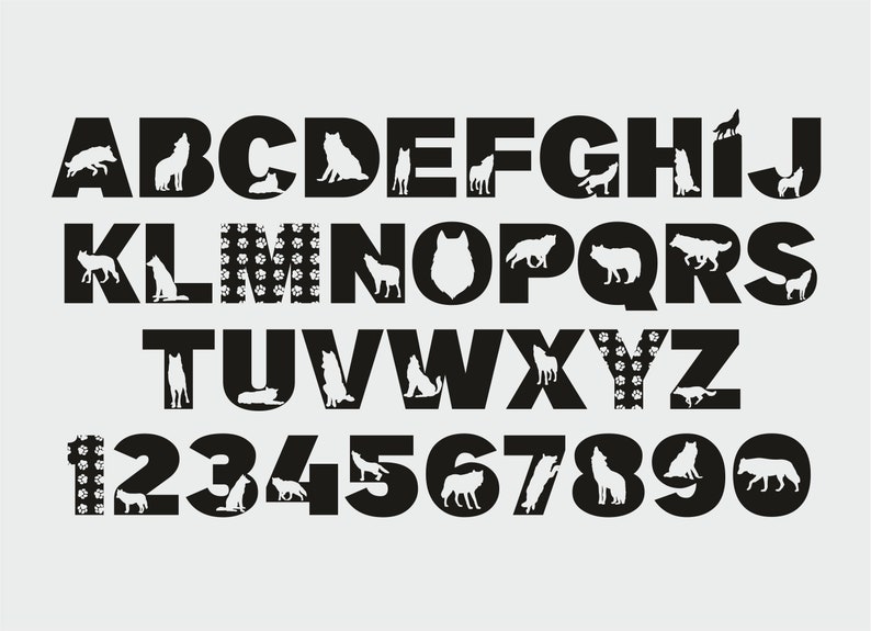 Wolf Svg Wolf Font Howling Wolf Silhouette - Etsy