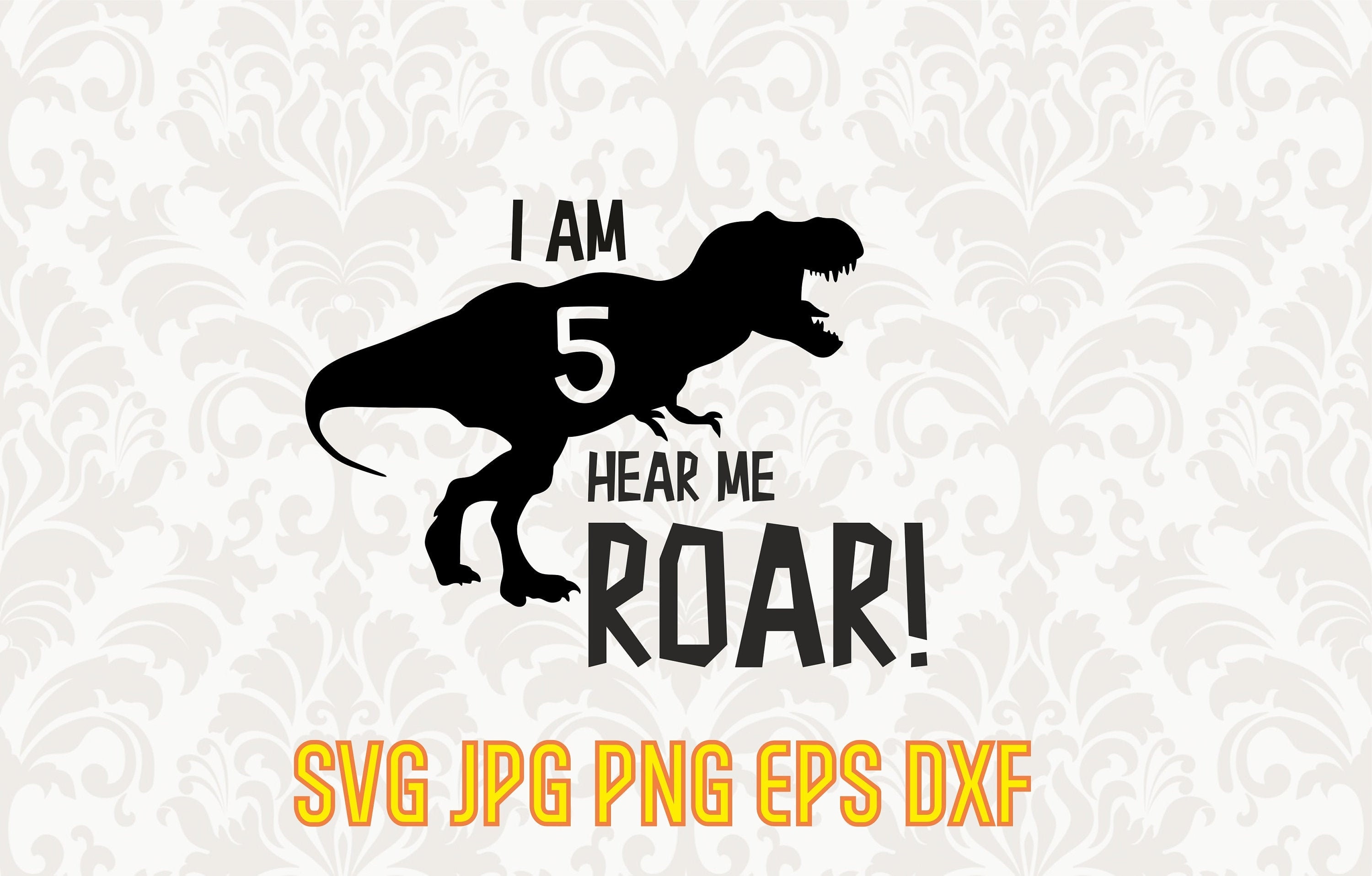 I am 5 hear me roar svg quote 5th birthday svg happy fifth | Etsy