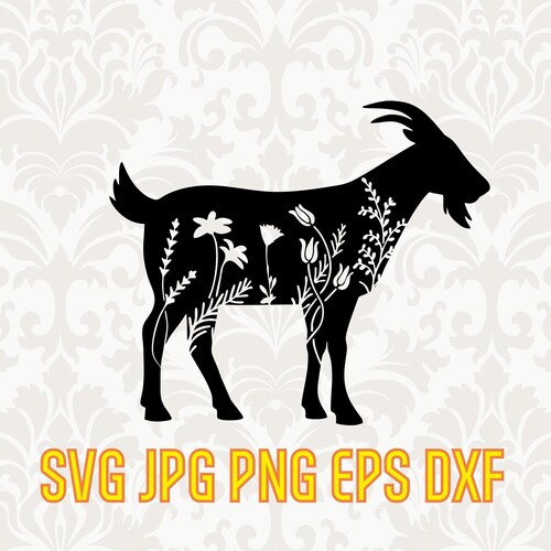 Floral Goat Svg Silhouette Vector Farm Animal Clipart Goat - Etsy