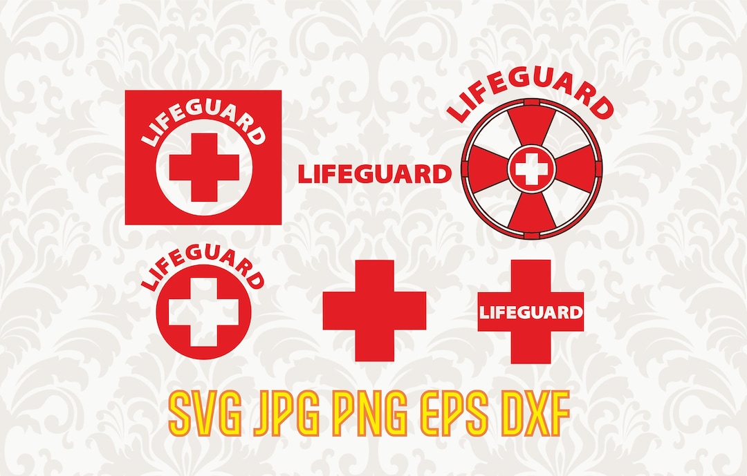 Lifeguard Svg Printable Design, Beach Life Guard Vector Emblem, Red ...