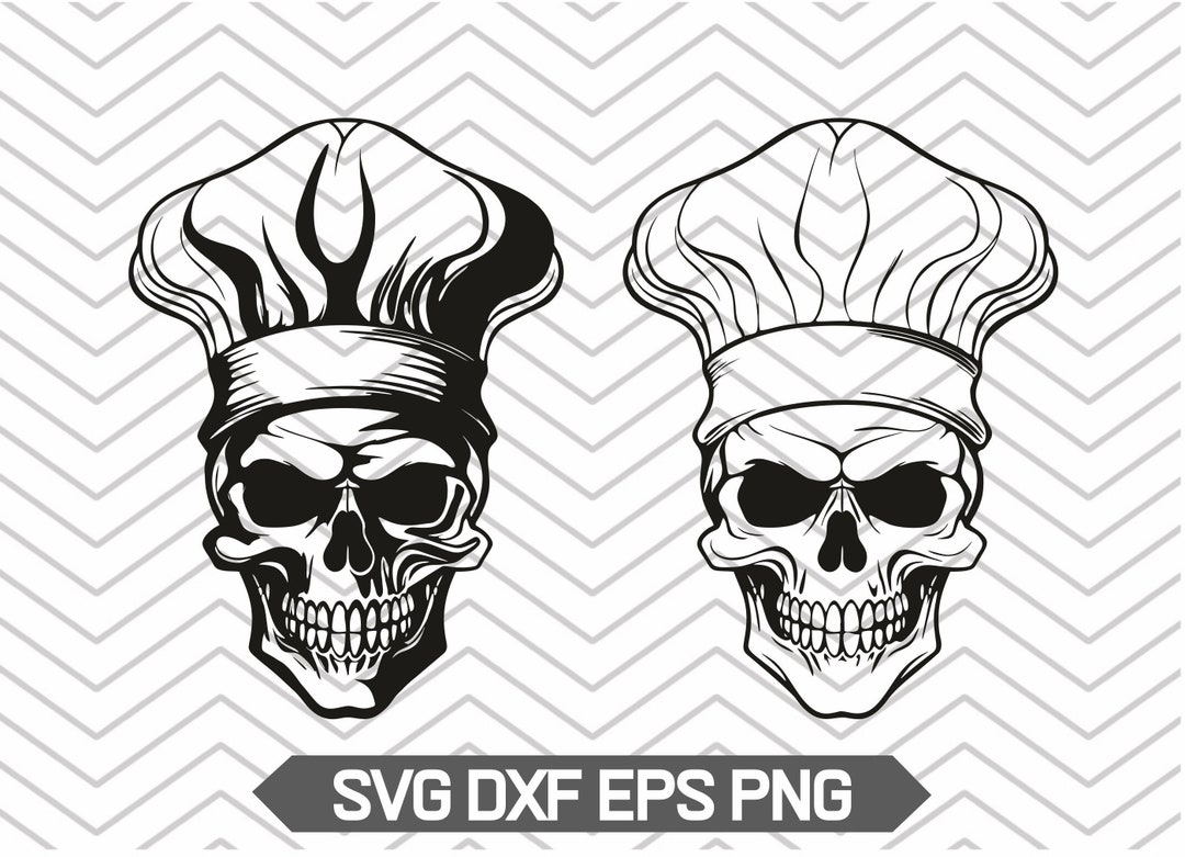 Cook svg Chef svg silueta de calavera de cocina imágenes - Etsy México