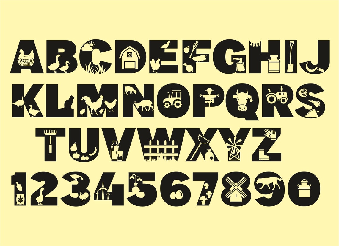 Farm Font Svg Farmhouse Alphabet Farm Life Svg Farm - Etsy