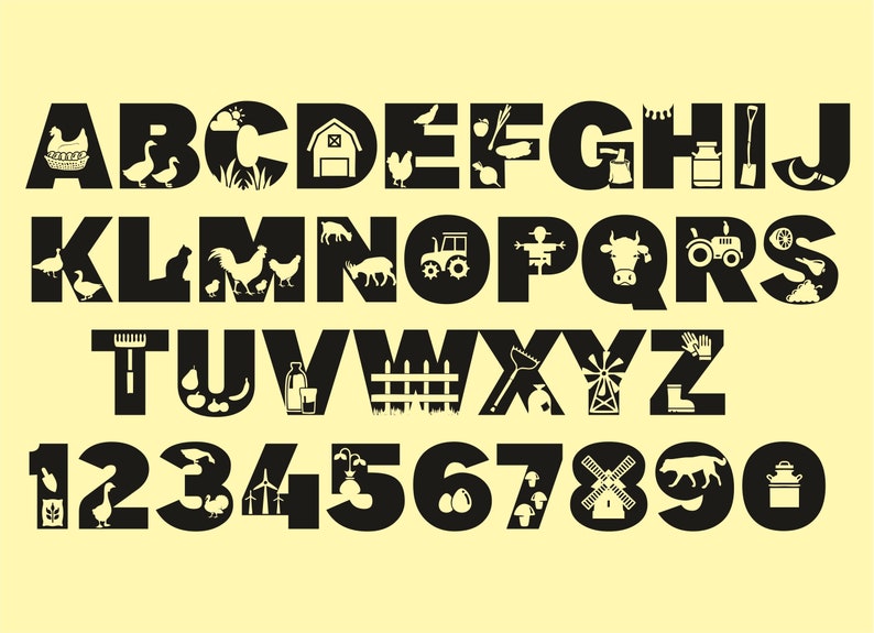 Farm Font Svg Farmhouse Alphabet Farm Life Svg Farm - Etsy