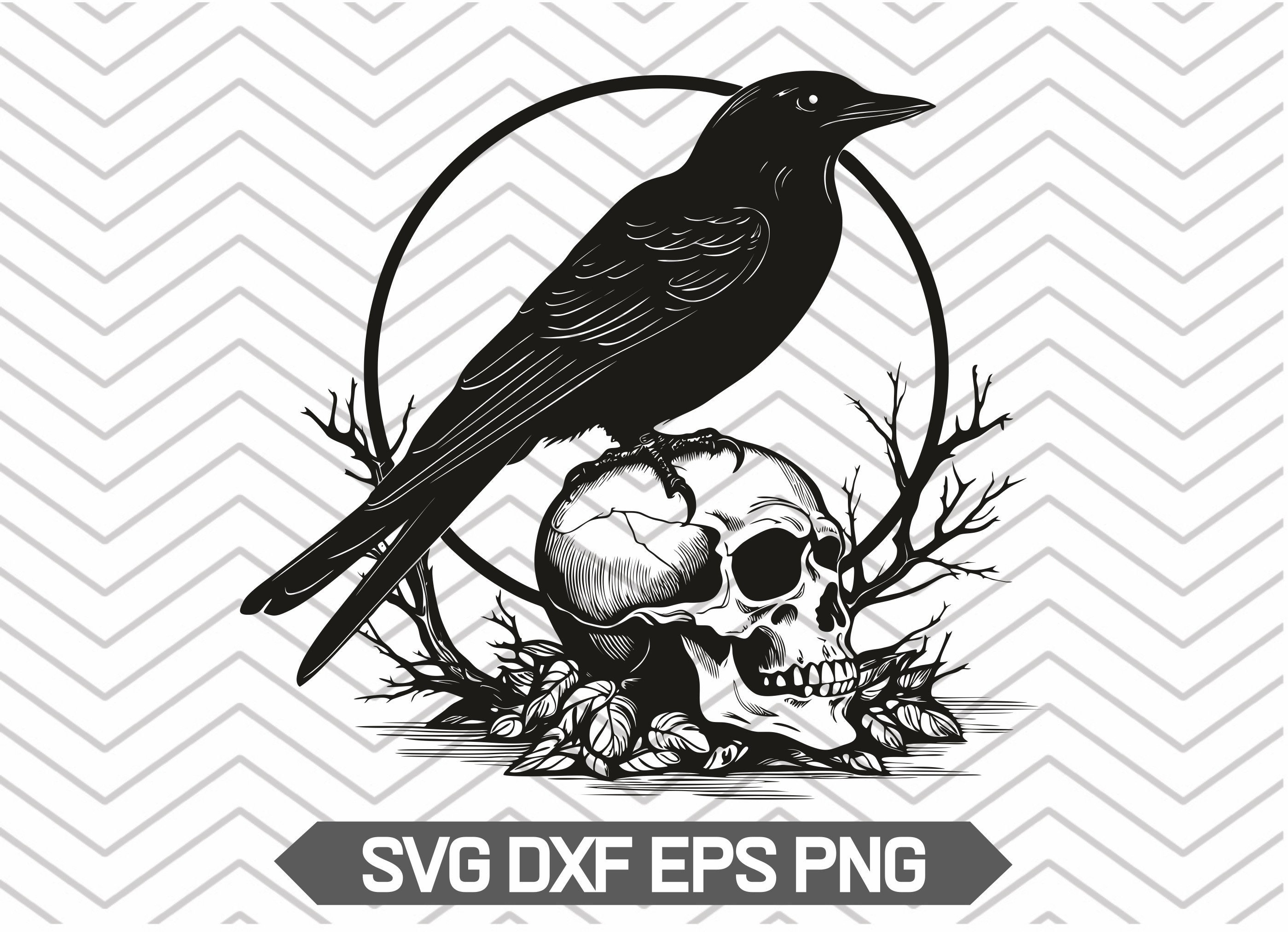 Crow on a Skull Svg Skull Crow Svg Raven Skull Svg Raven - Etsy UK