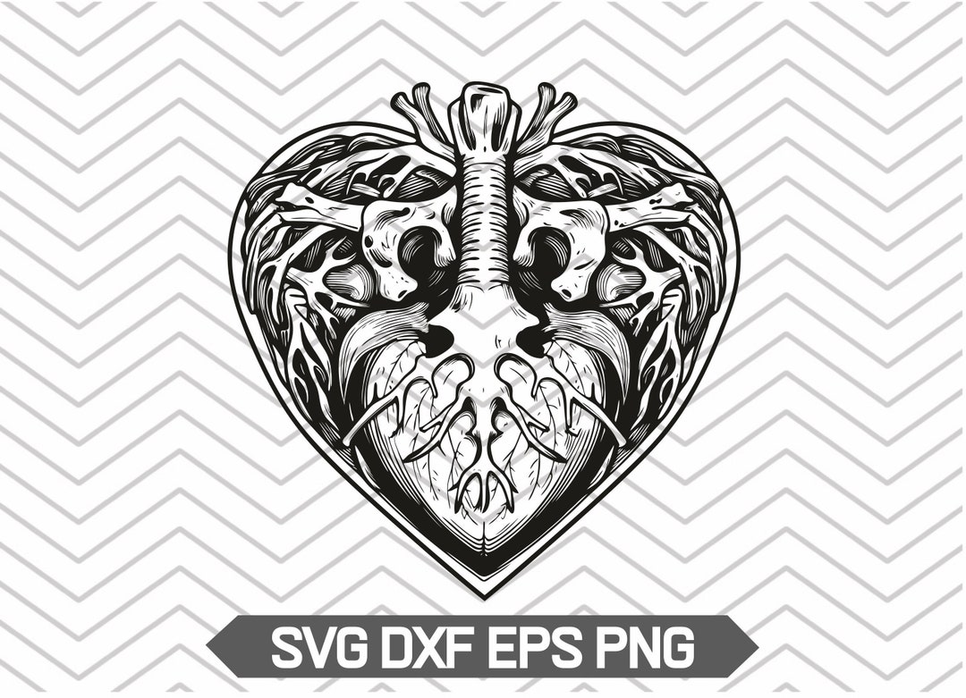 Bones Heart Svg Dead Heart Svg Human Heart Svg - Etsy