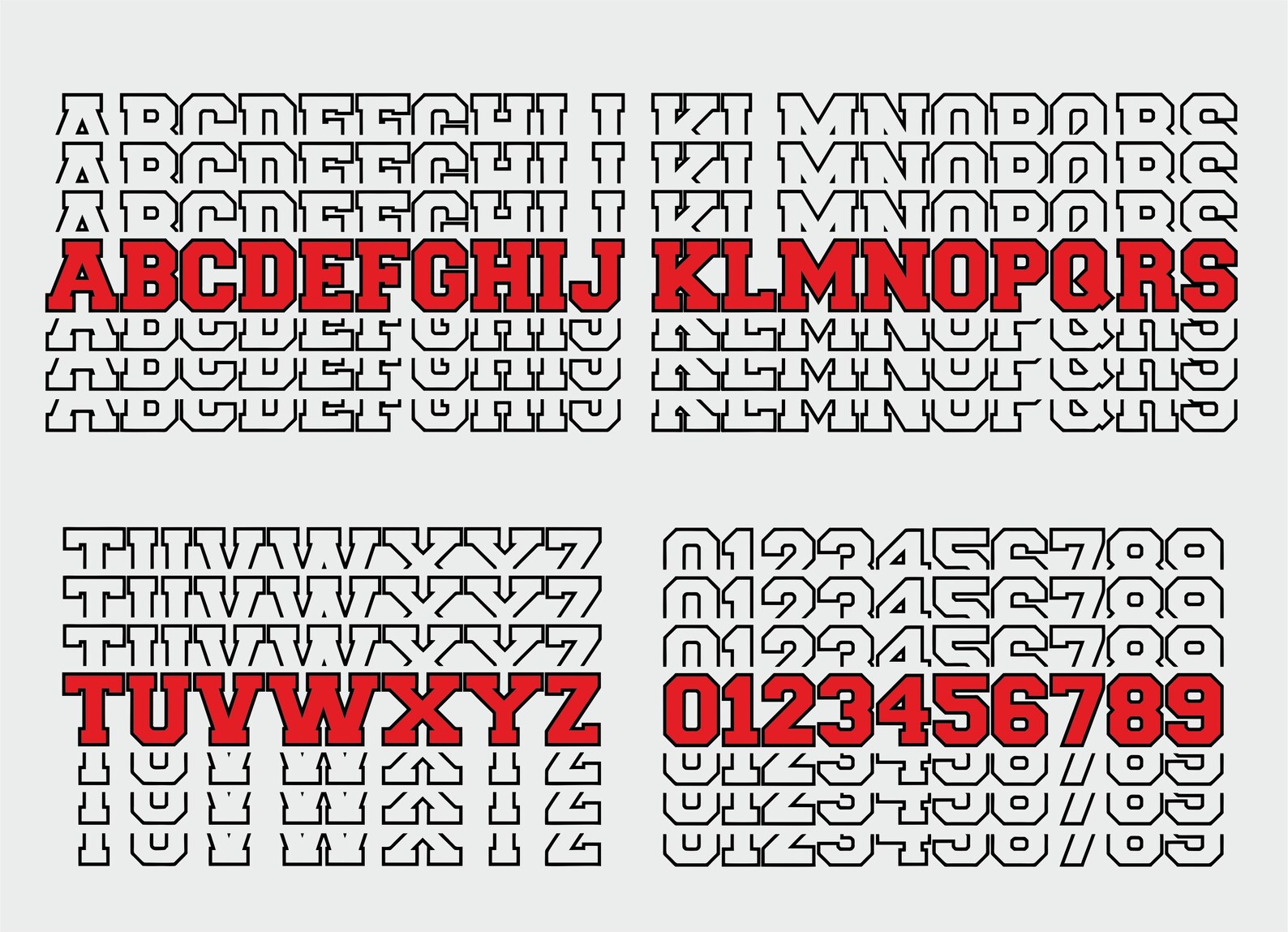 Stacked Font Svg Mirror Font Svg College Font Svg Sport | Etsy