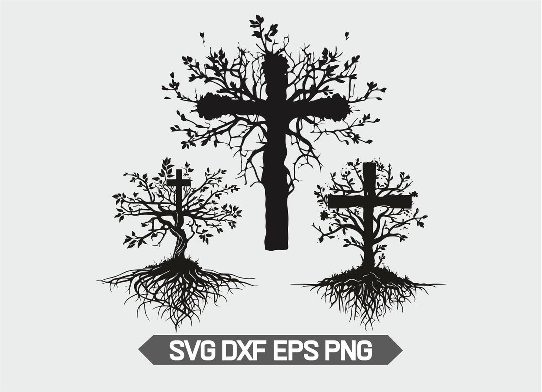 Christian Cross Svg, Rooted Cross Svg, Floral Cross Svg, Faith Clipart ...