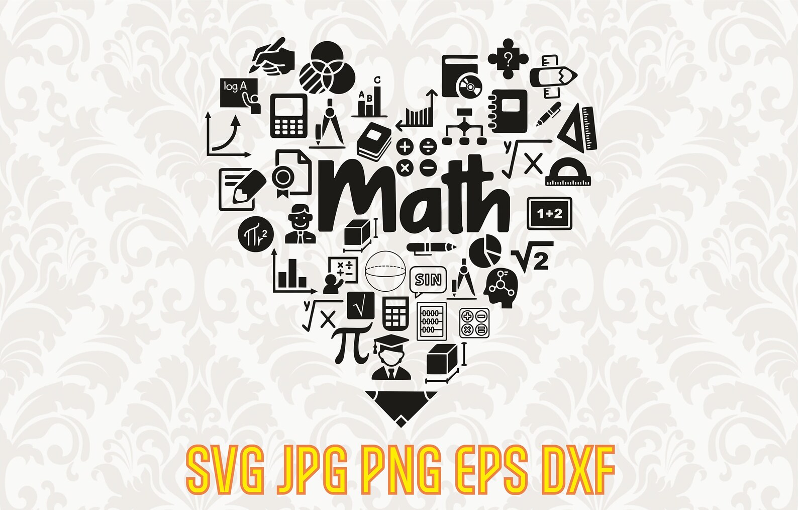 Love Math Svg Clipart Vector Mathematics Teacher Printable - Etsy