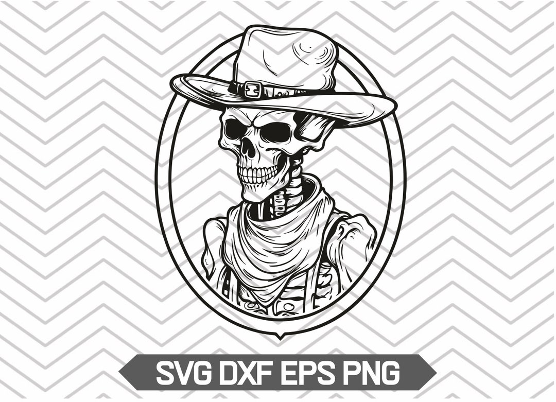 Cowboy Skull Svg, Cowboy Svg, Western Skull Silhouette, Cowboy Skeleton ...