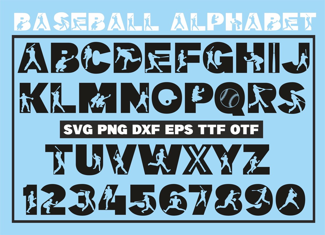 Fuente de béisbol svg alfabeto de béisbol fuente deportiva | Etsy