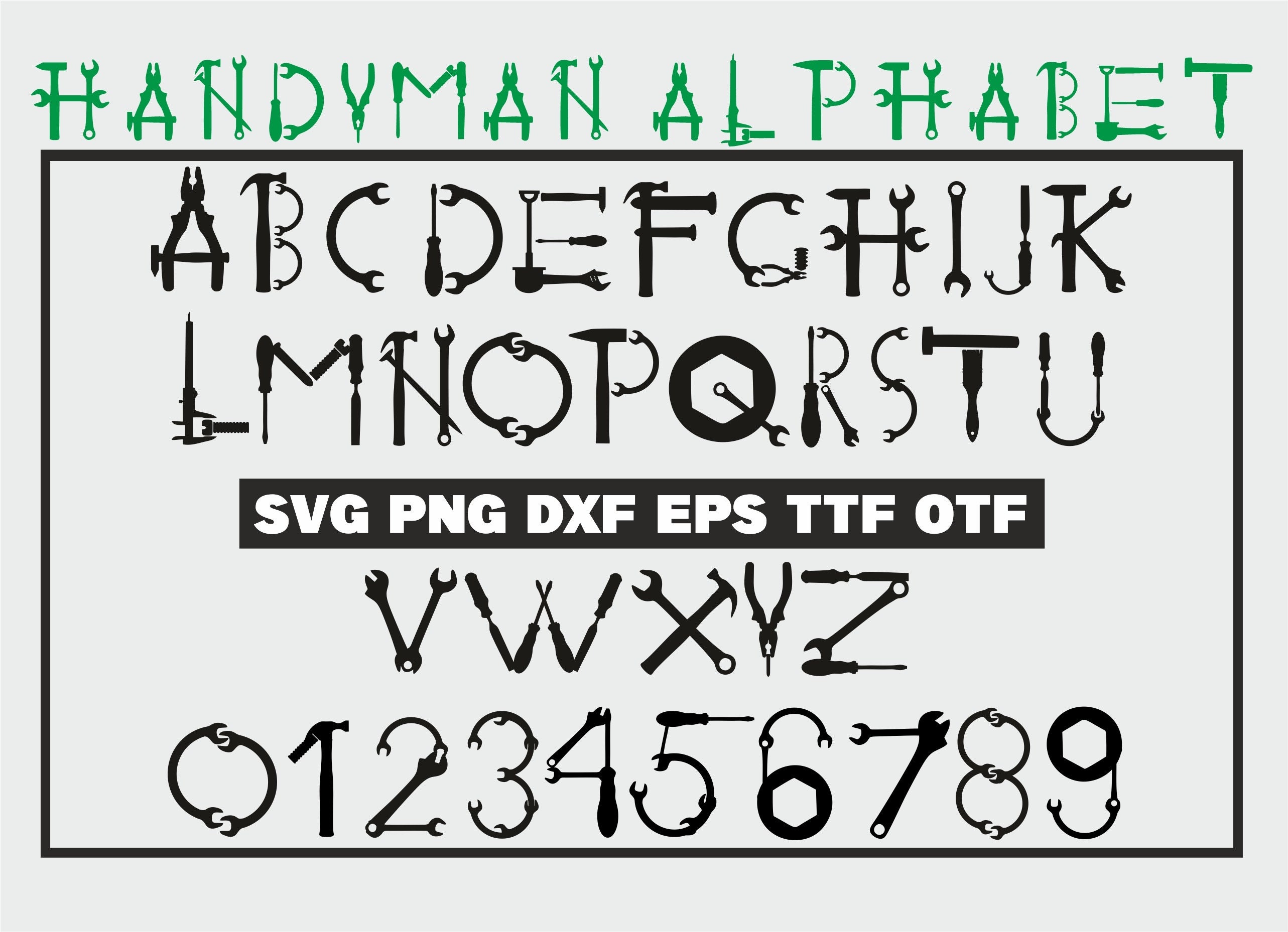 Tool Font Svg Tools Alphabet Tool Letters Dad Font - Etsy
