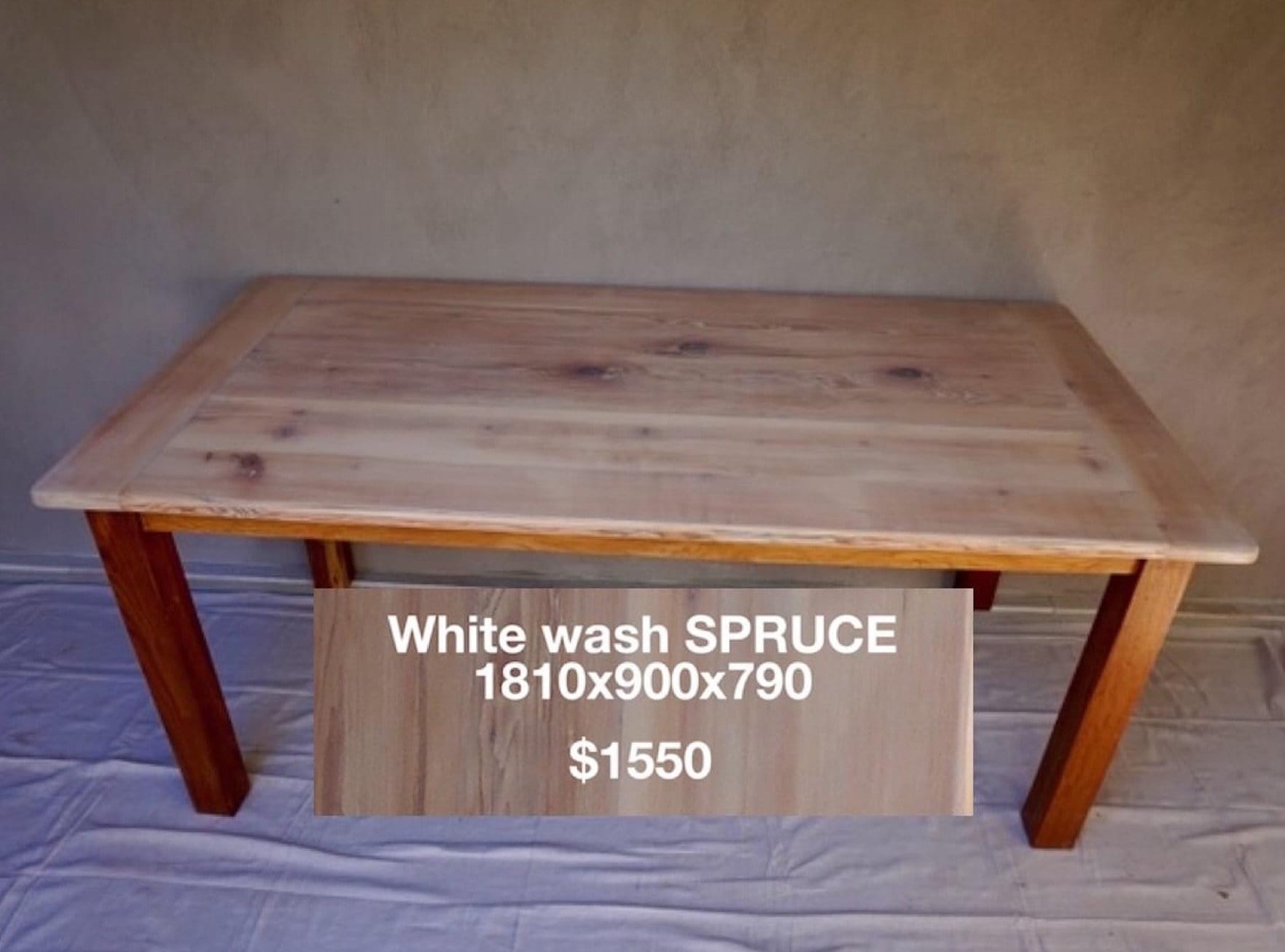 White-wash Spruce Dining Table - Etsy.de