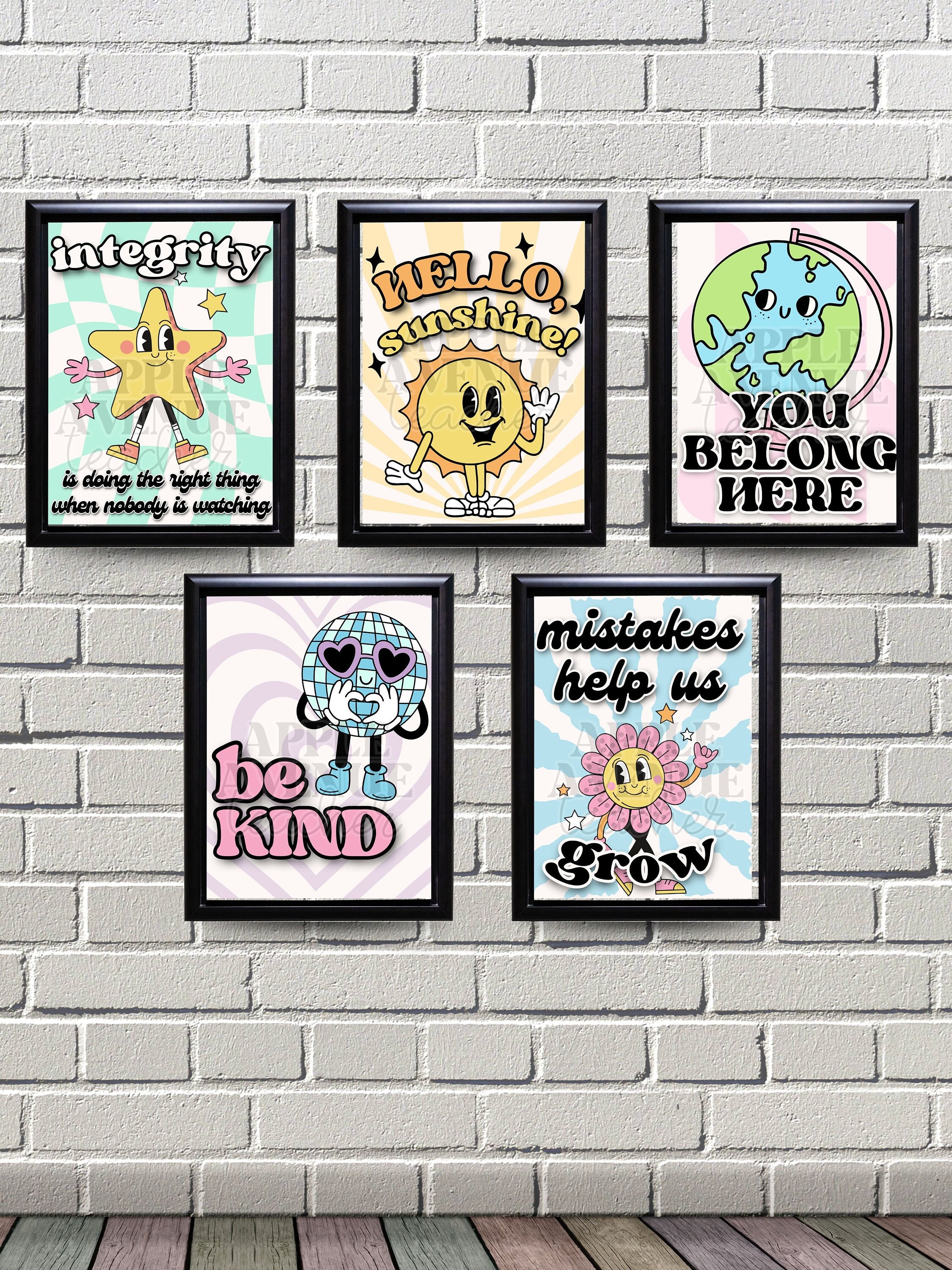 Retro Classroom Posters: Elementary School Decor (PDF Printable Set of ...
