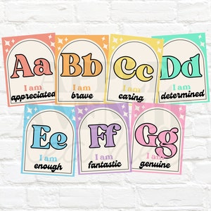 Alphabet Posters Retro Classroom Decor SEL Posters for Teachers Back to ...