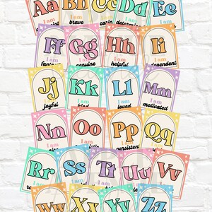 Alphabet Posters Retro Classroom Decor SEL Posters for Teachers Back to ...