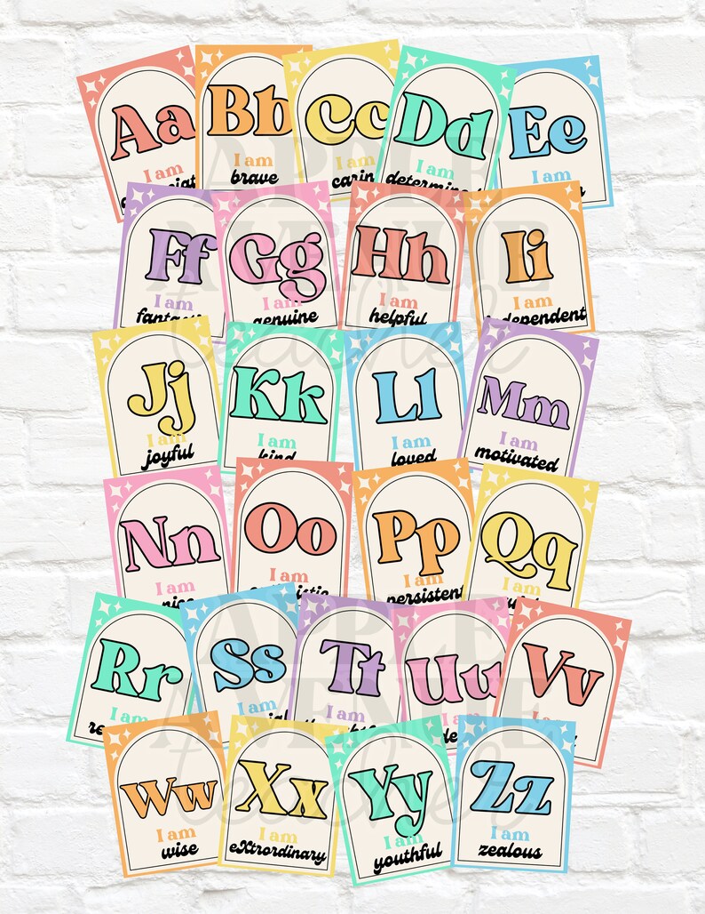 Alphabet Posters Retro Classroom Decor SEL Posters for Teachers Back to ...