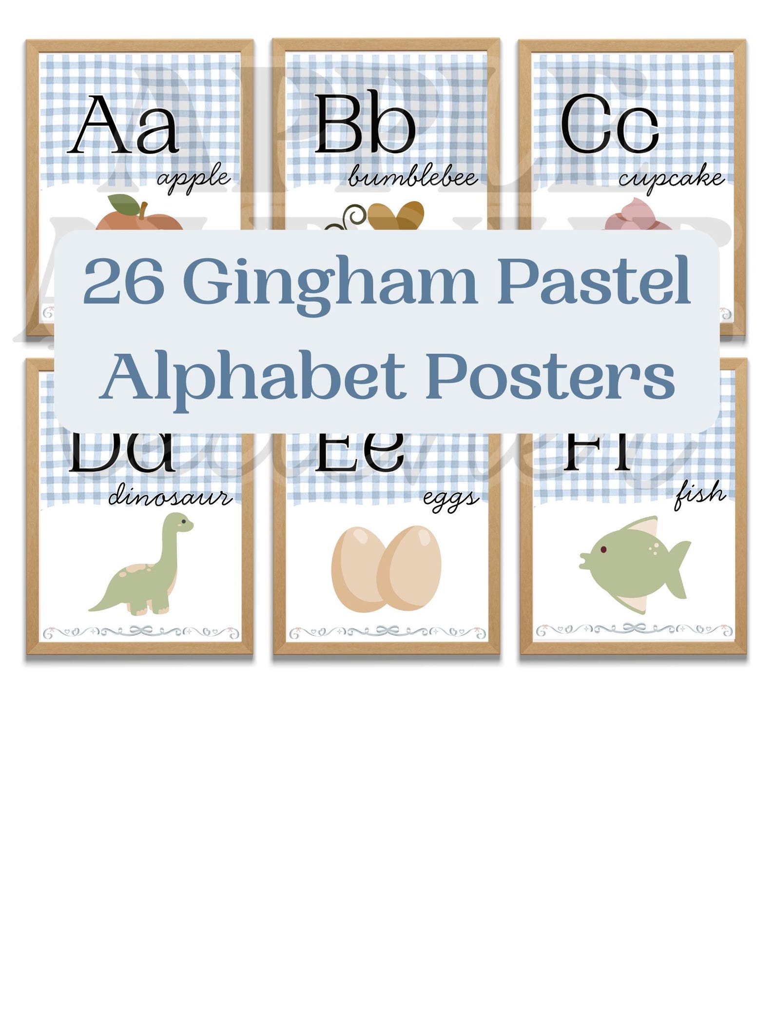 Gingham Alphabet Posters: Pastel ABC Classroom Decor (PDF Printable Set ...