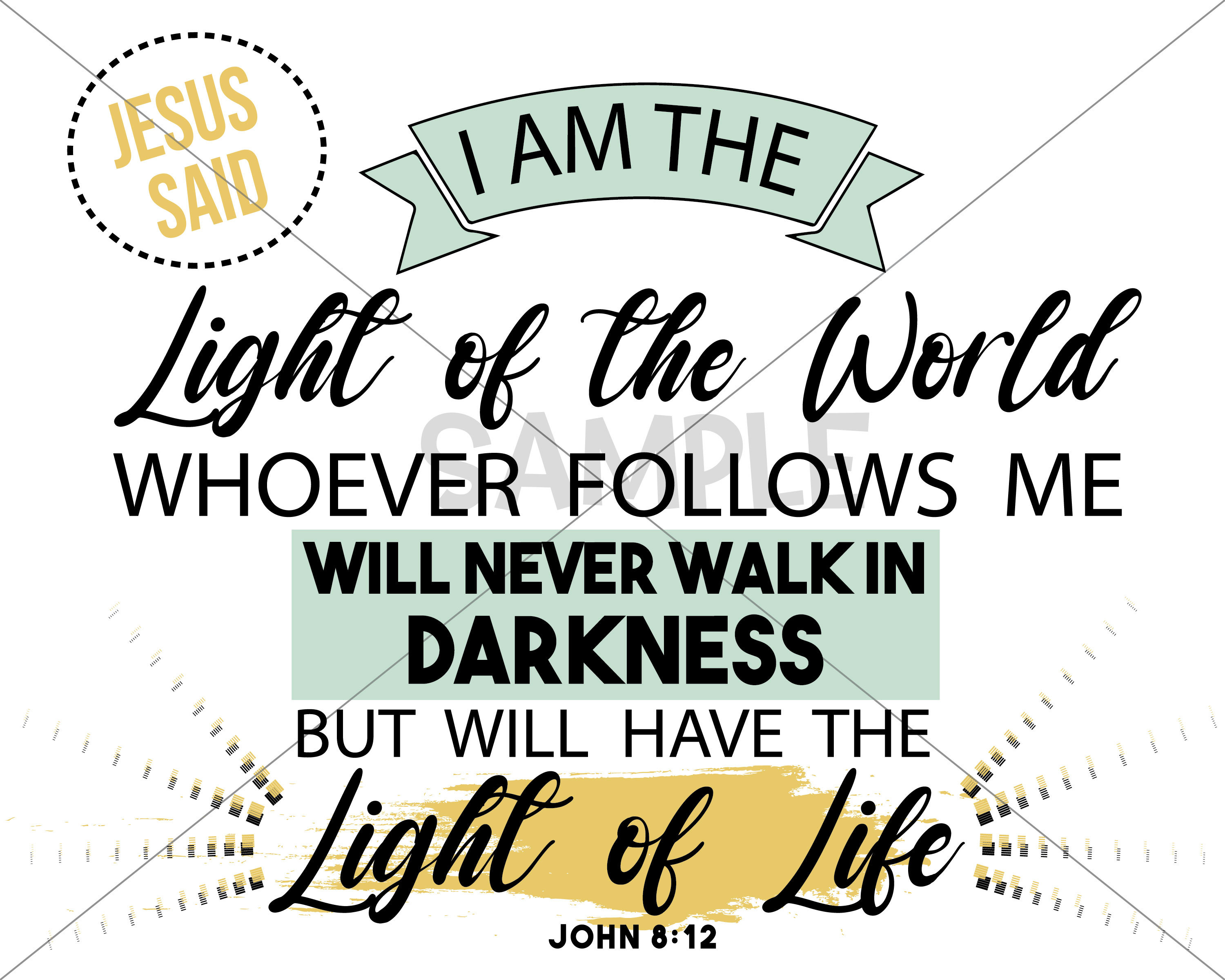 John 8:12 Bible Verse Print Wall Art Scripture Print INSTANT DOWNLOAD ...