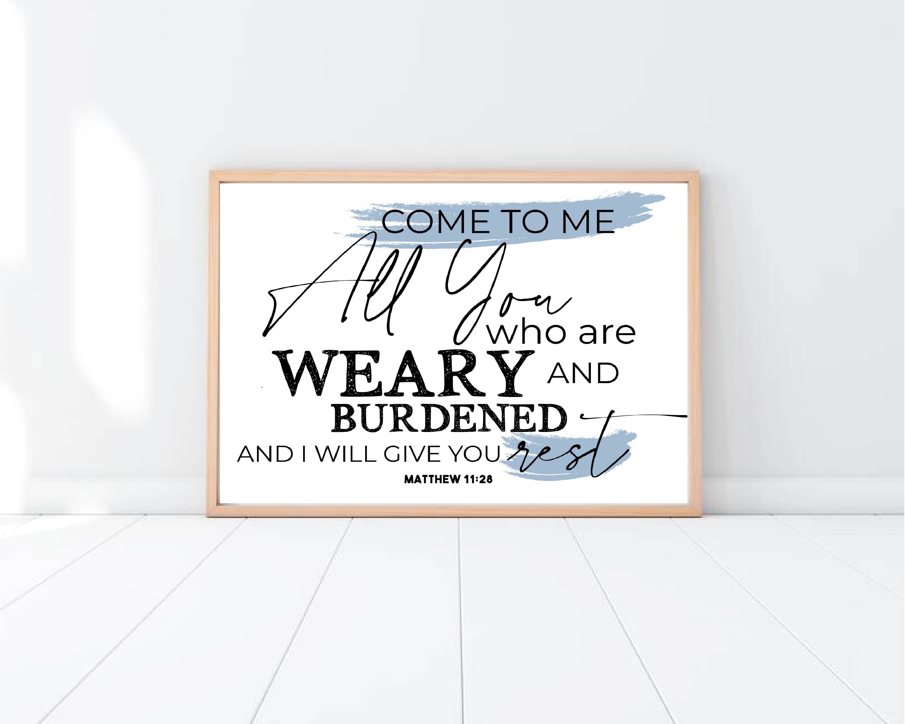 Matthew 11:28 Bible Verse Printable Wall Art Scripture Print INSTANT ...