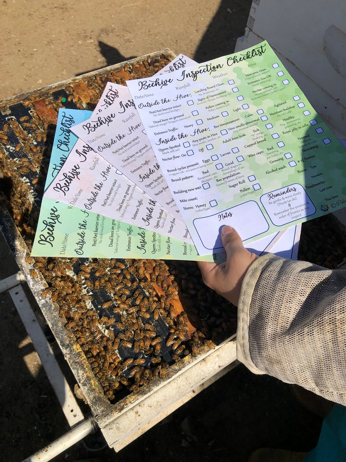 Beige Honeycomb Beehive Inspection Checklist ~ Beekeeping Notes ~ Honey ...