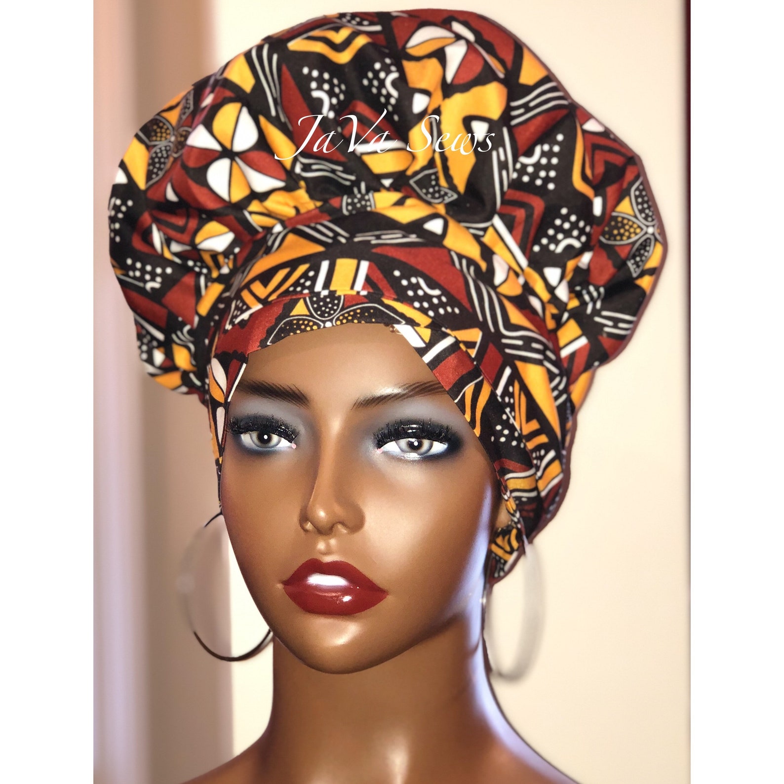 Satin Lined Bonnet Head Wrap for Women African Print Satin | Etsy Canada