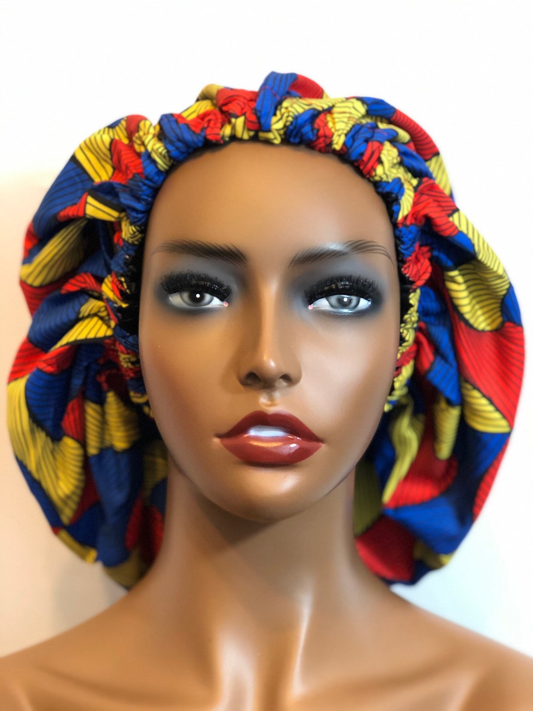 Value Satin-lined Bonnet, African Print Bonnet, Satin Bonnet, Large ...