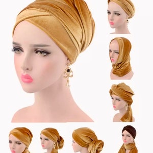 Value Velvet Head Wrap, Pre-sewn Turban, Pre-tied Head Wrap, Boho Head ...