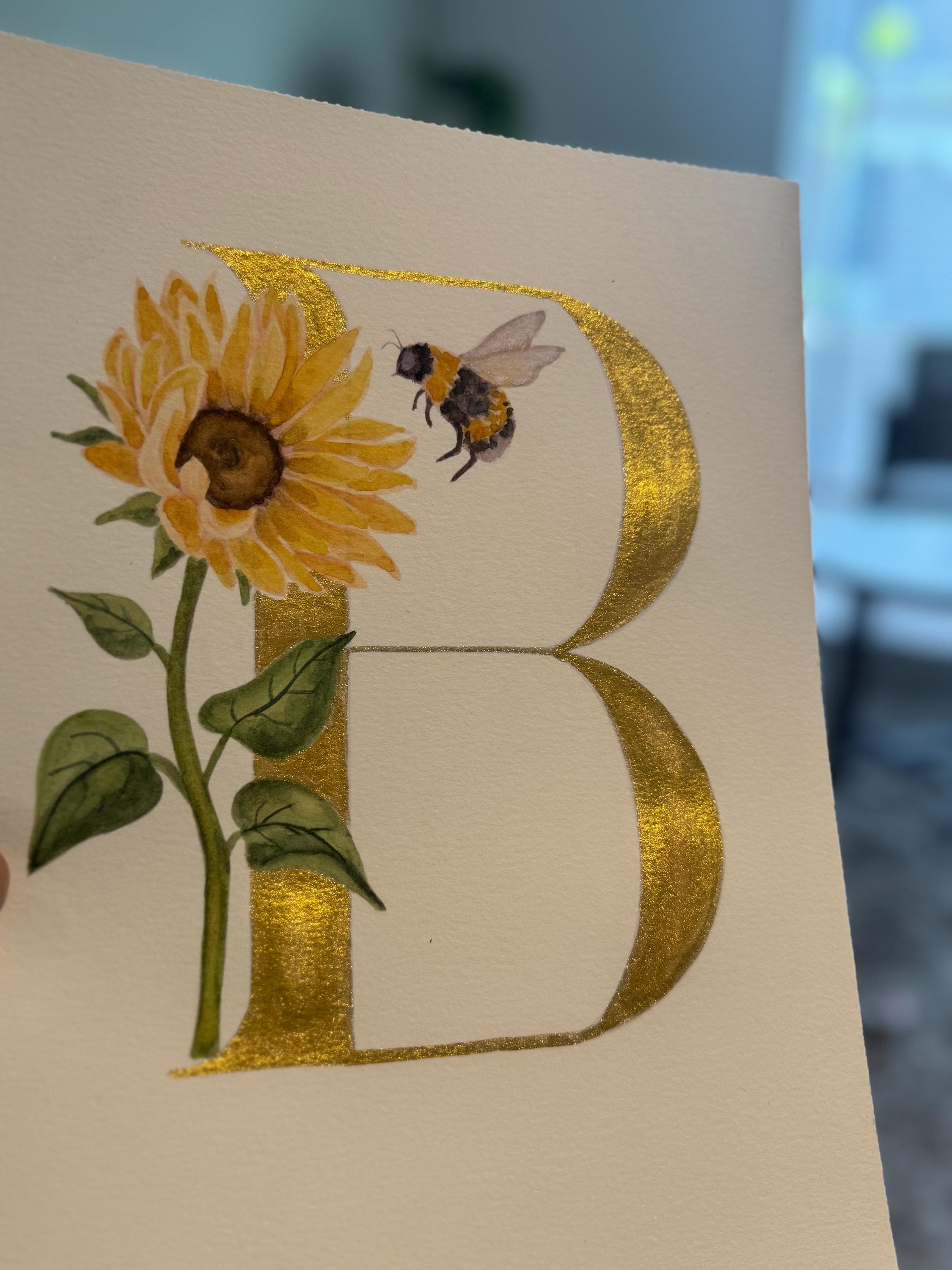 Handmade Original Watercolour Alphabet Letter B for Bee. I Can Make Any ...