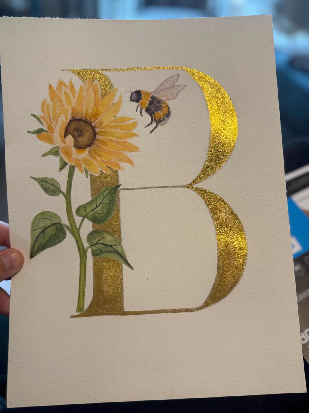 Handmade Original Watercolour Alphabet Letter B for Bee. I Can Make Any ...