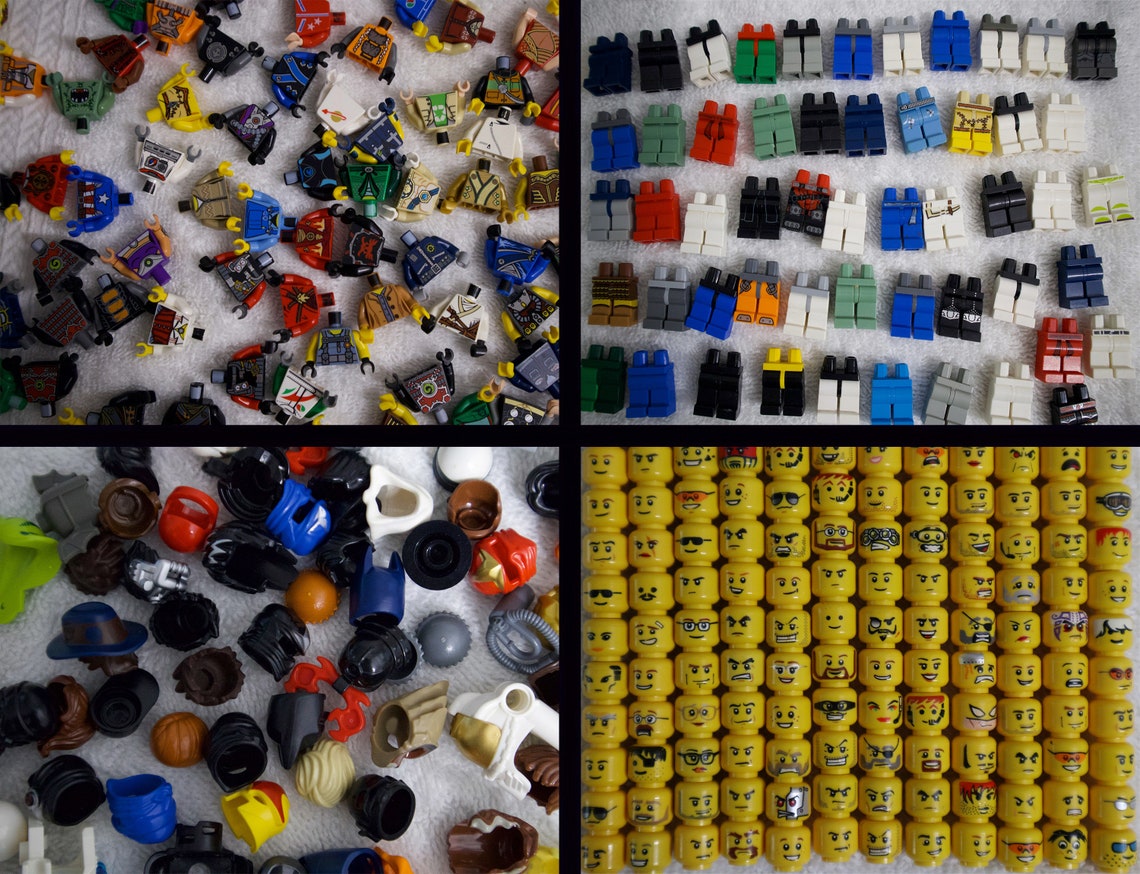 Lego Minifigure Body Parts Set: (20x) Piece Lot Head, Torso, Legs ...