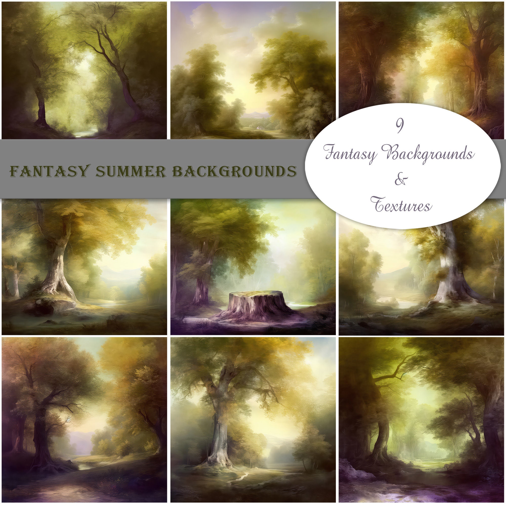 Enchanted Summer Backgrounds/ Magical Summer Forest/ Fairytale ...