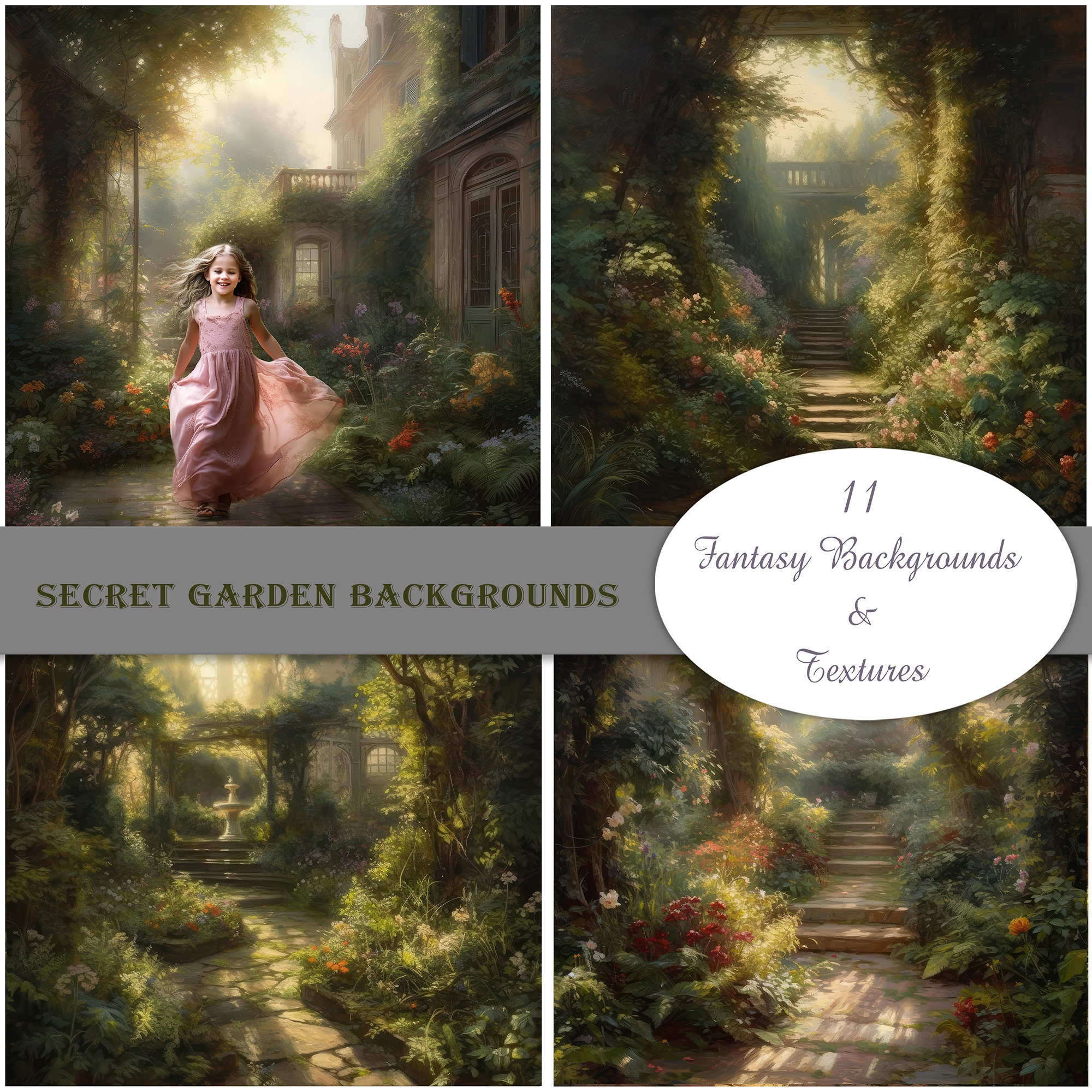 Secret Garden Backgrounds, Floral Garden Backdrops, Princess Background ...
