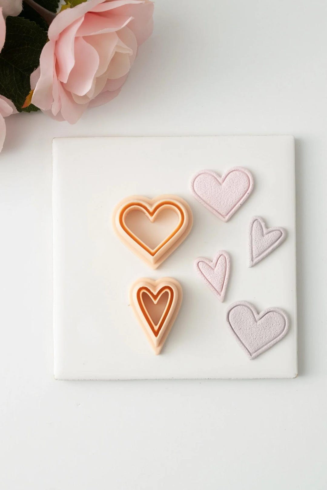Heart Emboss Set No. 1 Clay Cutter | Embossed Heart Polymer Clay Cutter ...