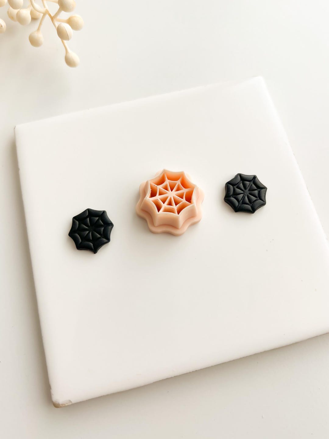 Embossed Spider Web Clay Cutter | Detailed Spiderweb Polymer Clay ...