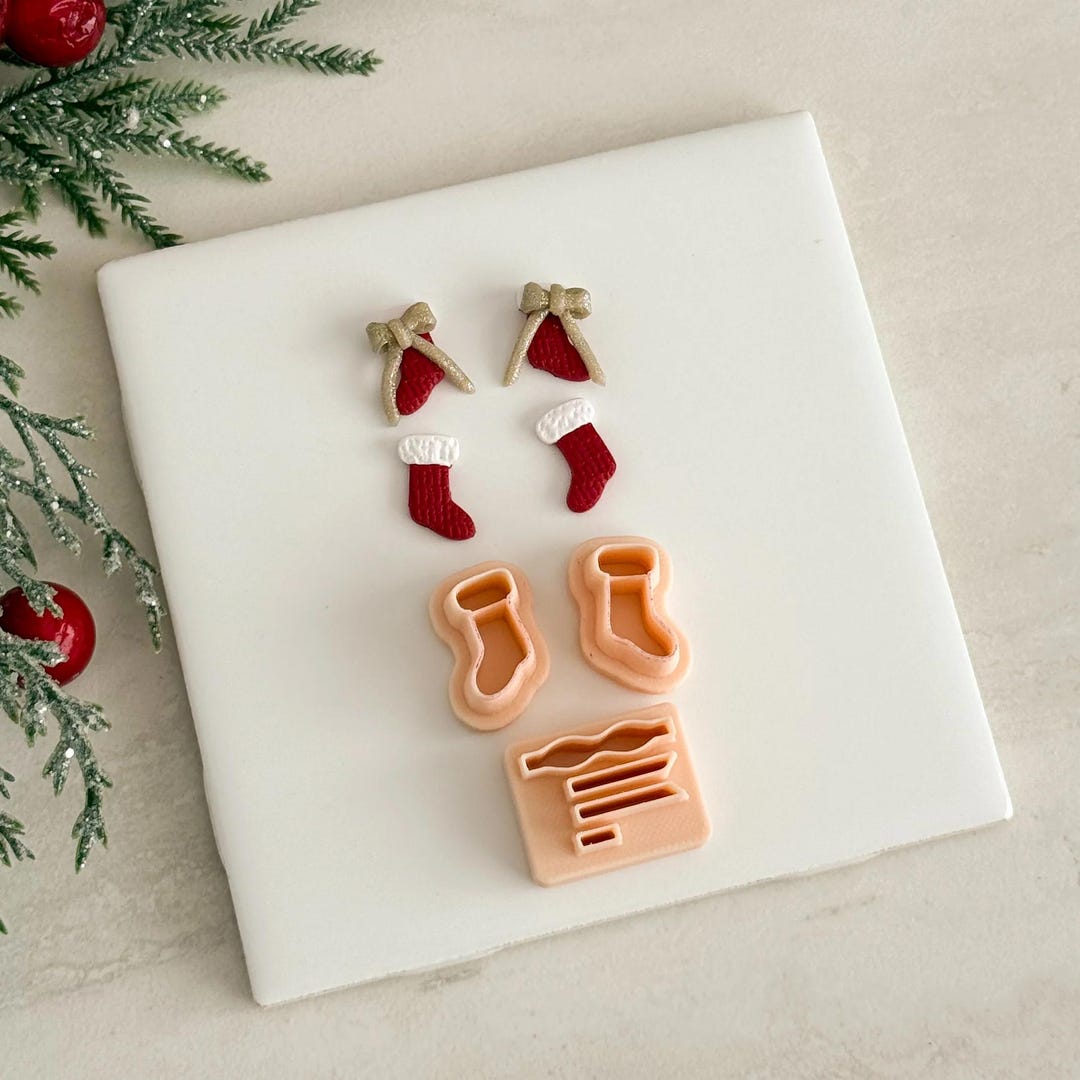 2025 Christmas Stocking With Bow | Festive Polymer Clay Cutters - Etsy