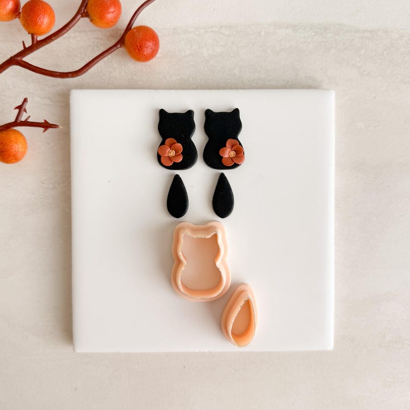 Dangle Cat Earrings Clay - Etsy