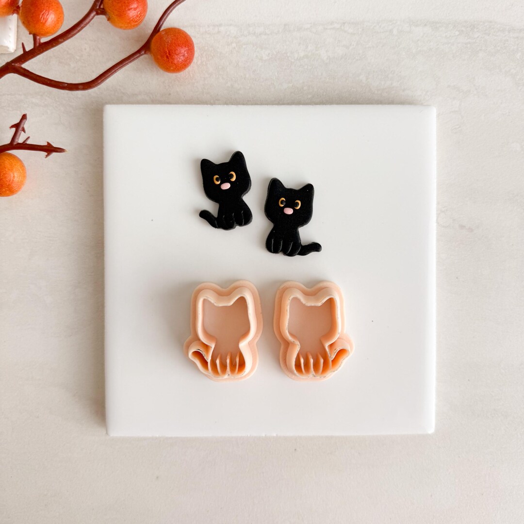 2025 Black Cat Mirrored Set | Black Cat Shape Spooky Halloween Fall ...