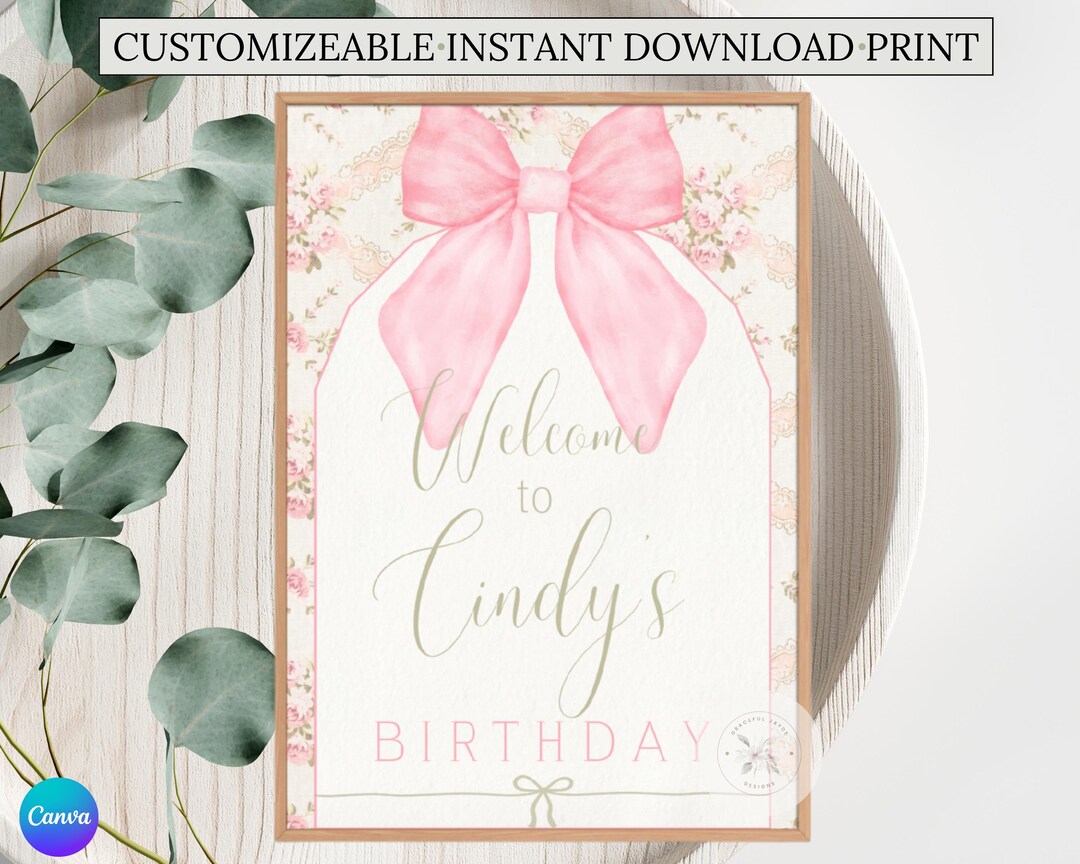Loveshack Fancy Birthday Poster | Pink Floral Party Decor (digital ...