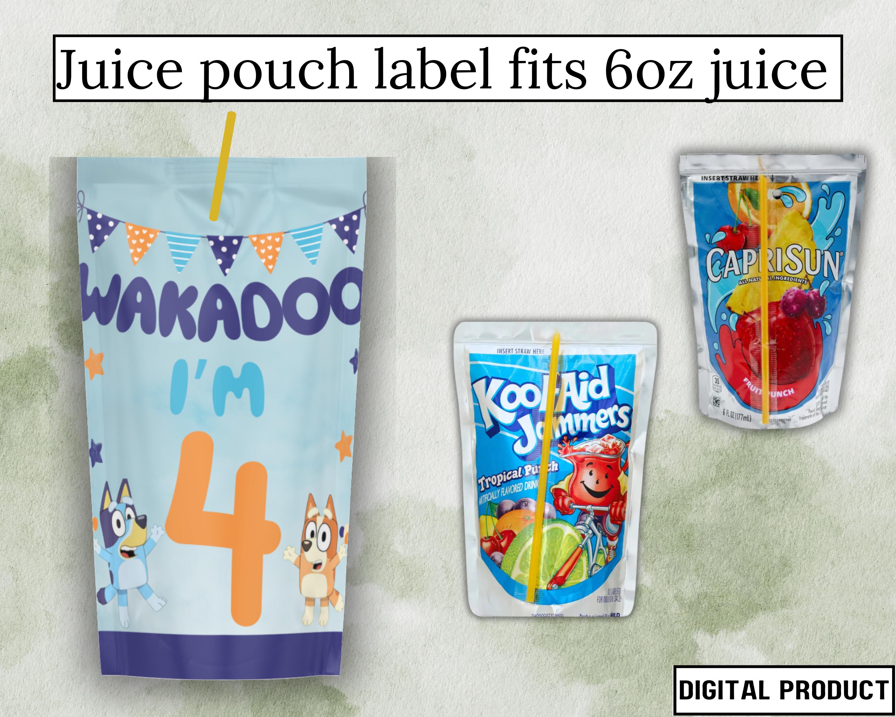 Bluey Juice Pouch Favor | Bluey Birthday | Editable Juice Pouch Label ...